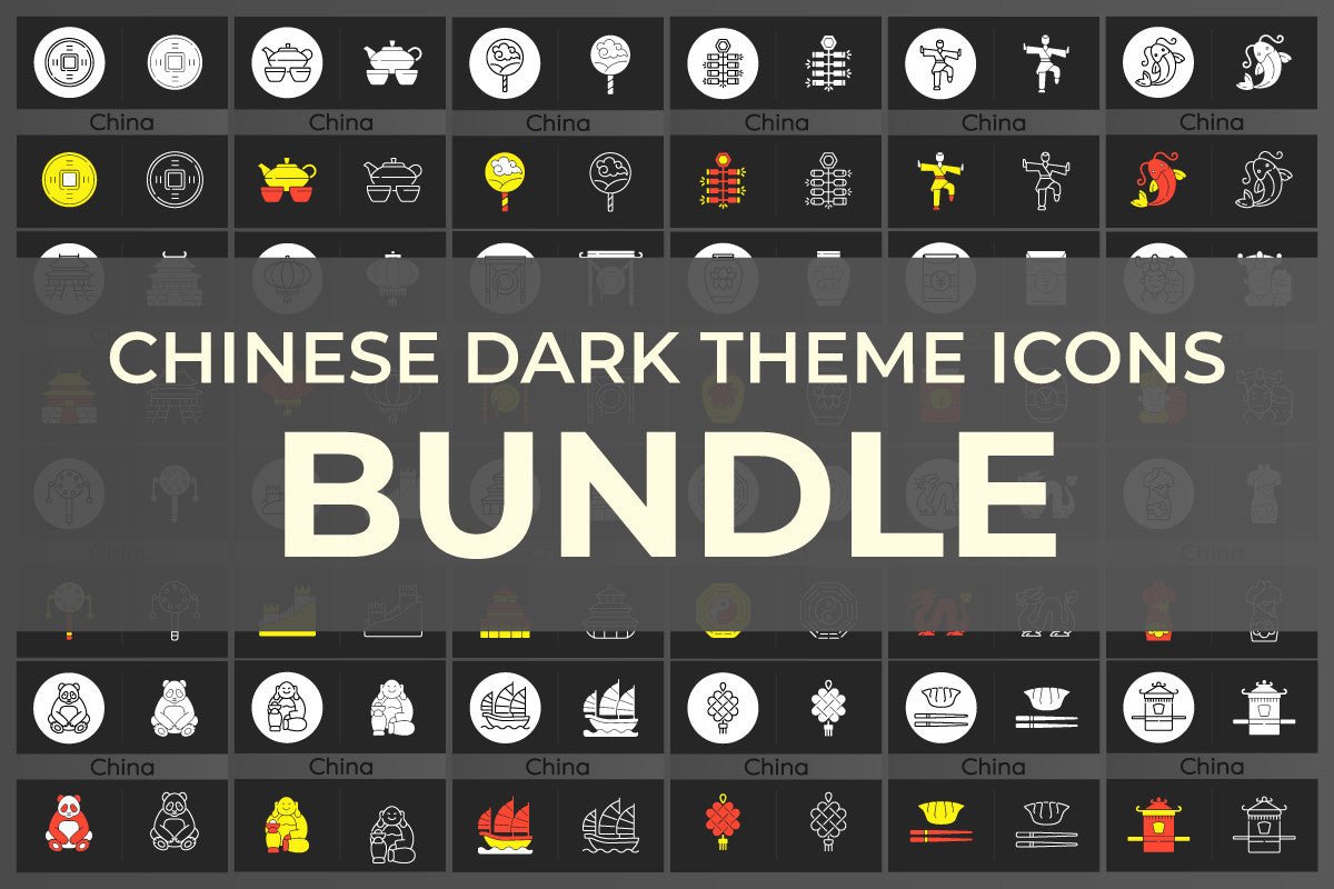 Chinese & Japanese dark theme icons bundle