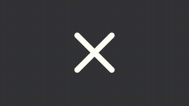 Animated cross white line ui icon