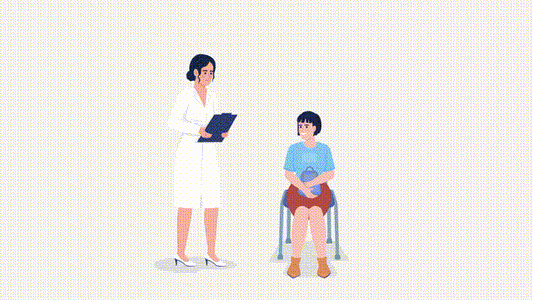 Animated doctor, patient characters