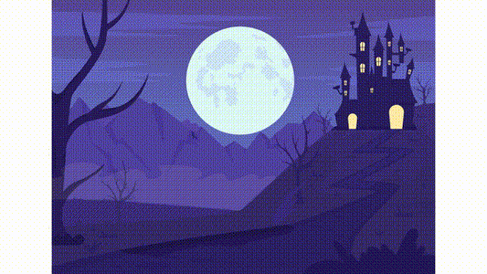 Animated haunted house illustration
