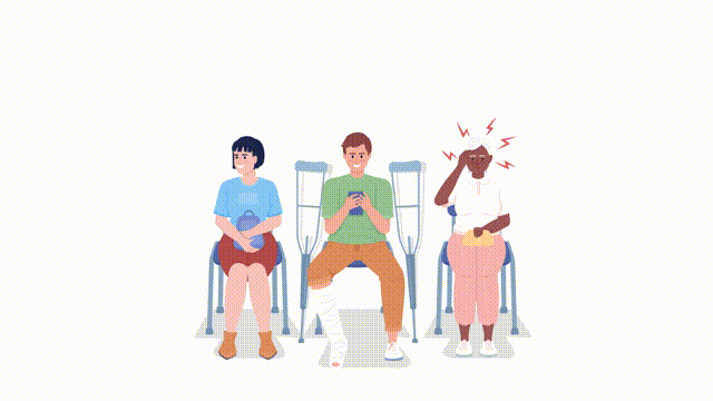Animated patient queue characters