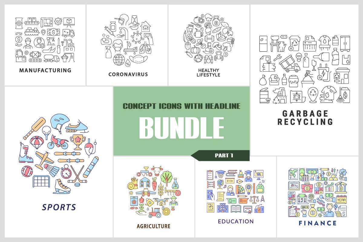 Concept icons with headline bundle