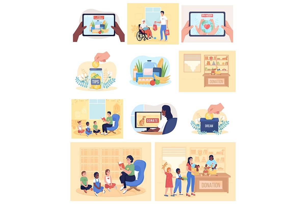 Donation vector illustration set