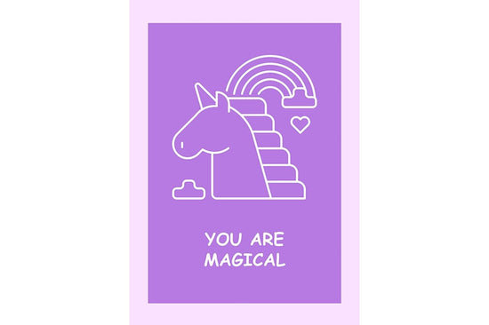 Happy birthday wishes postcard with linear glyph icon set