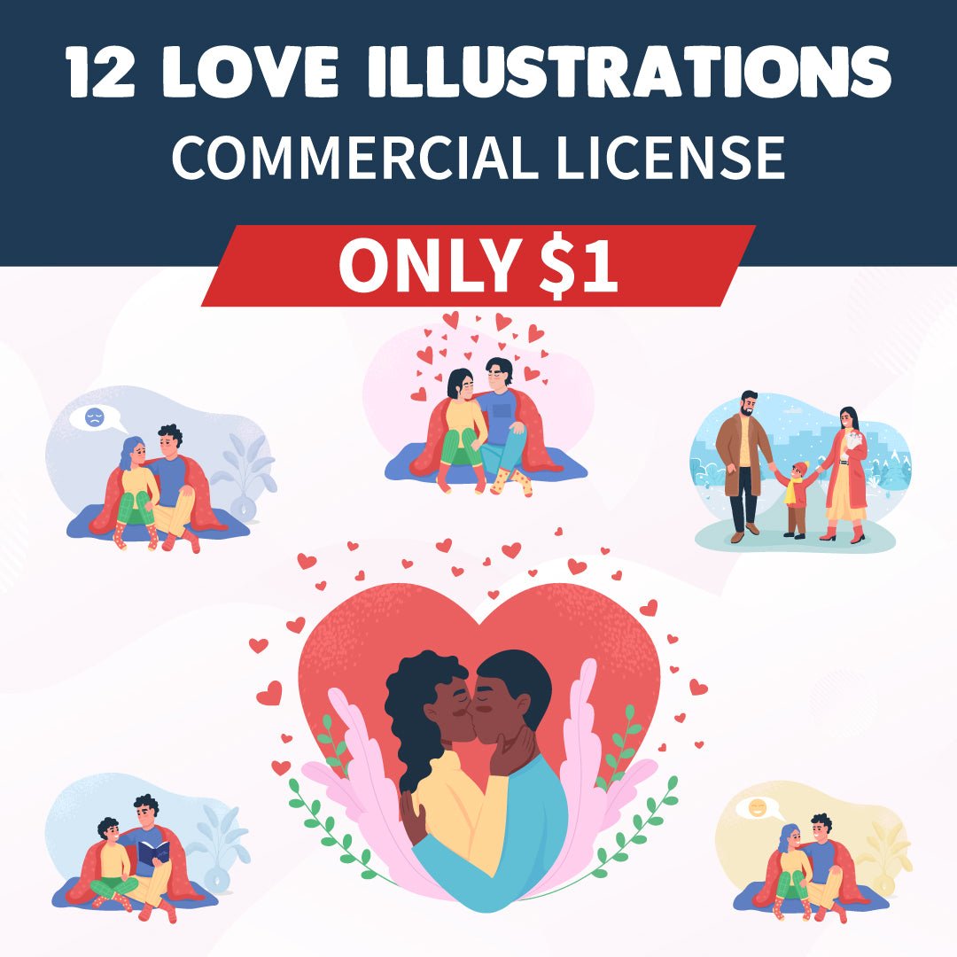 Happy couples vector isolated illustration bundle