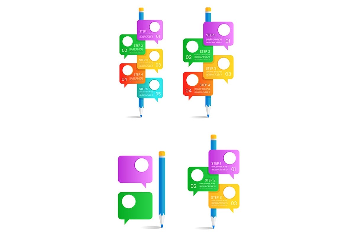 Writing learning skills infographic template set